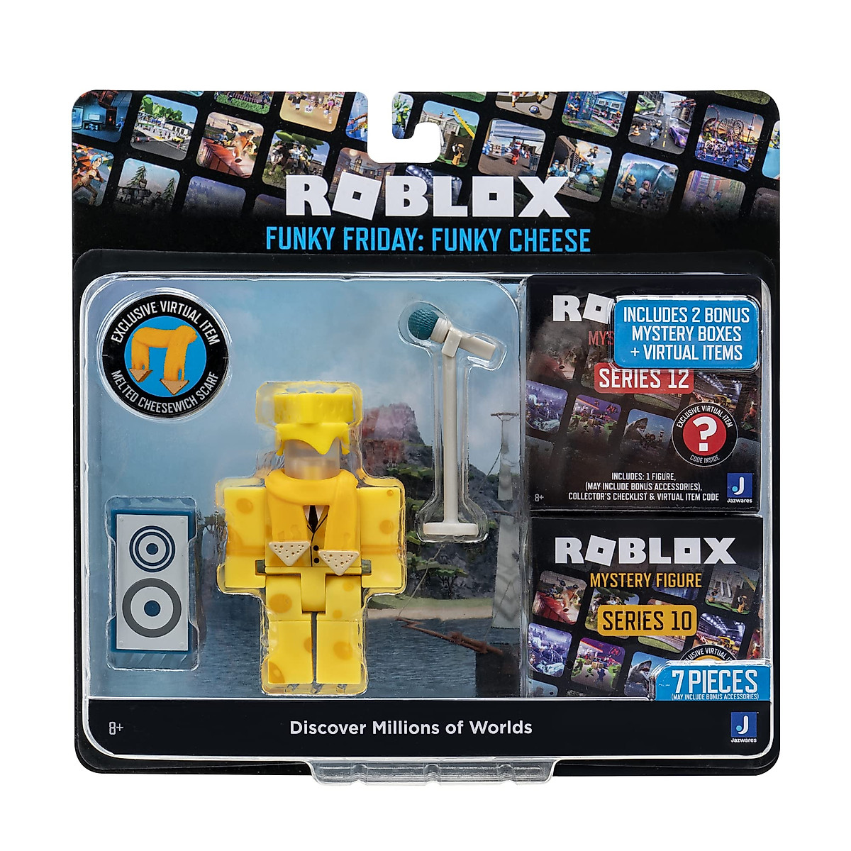 Roblox Action Collection - Funky Friday: Funky Cheese + Two Mystery Figure Bundle [Includes 3 Exclusive Virtual Items]