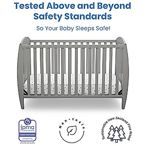 Delta Children Twinkle 4-in-1 Convertible Baby Crib, Easy to Assemble, Sustainable New Zealand Wood, Grey