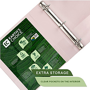 Samsill Earth's Choice, 2-Inch Durable D-Ring View Binder 4 Pack, USDA Certified Biobased, Eco-Friendly, Boho Assortment