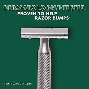 Shea Moisture Men, Double Edge Safety Razor with 10 Refill Double Edge Razor Blades for Men, Platinum Coated, Stainless Steel, Dad Gifts, 1 Razor Handle & 10 Razor Blades per Box