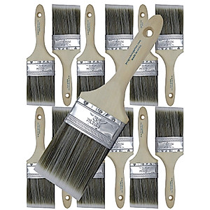 12PK 3 inch Flat Brush Premium Wall/Trim House Paint Brush Set for Professional Painter and Home Owners Painting Brushes for Cabinet Decks Fences Interior Exterior & Commercial Paintbrush.