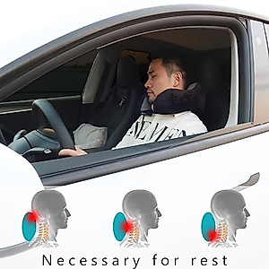 KIKIMO Travel Pillow for Tesla Model 3/Y/S/X Accessories, Memory Foam Neck Pillow for Airplane/Car/Office&Home Rest Use, Head Support Comfortable Portable Travel Pillows Kit