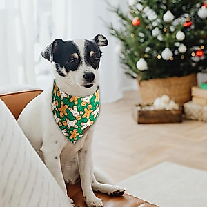 THLOH Christmas Dog Bandanas - 2 Pack Gingerbread Man Pet Scarf | Multiple Sizes Offered | for Boy and Girl, Adjustable Fit, Holiday Bandana for Small Medium Large Dogs,2pcs,S