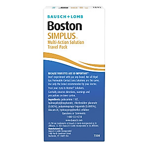 Boston Simplus Contact Lens Solution, for Gas Permeable Contact Lenses, Contact Lens Case Included, 1 Fl Oz