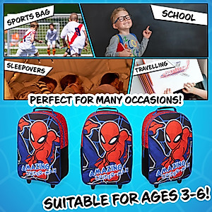 Marvel Kids Suitcase for Boys Foldable Trolley Hand Luggage Bag Carry On Avengers Travel Bag with Wheels Cabin Bag Wheeled Bag with Handle Spiderman Trolley Suitcase Boys (Multicolor Spiderman)