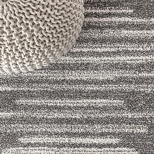 JONATHAN Y MOH205B-8 Aya Berber Stripe Geometric Indoor Farmhouse Area-Rug Bohemian Minimalistic Striped Easy-Cleaning Bedroom Kitchen Living Room Non Shedding, 8 X 10, Gray,Cream