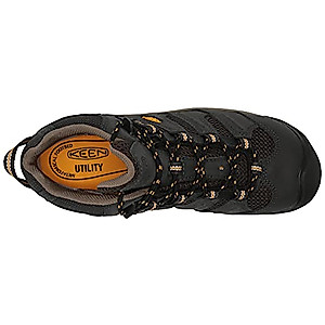 KEEN Utility Women's Lansing Mid Height Steel Toe Waterproof Work Boots, Raven/Tawny Olive, 8