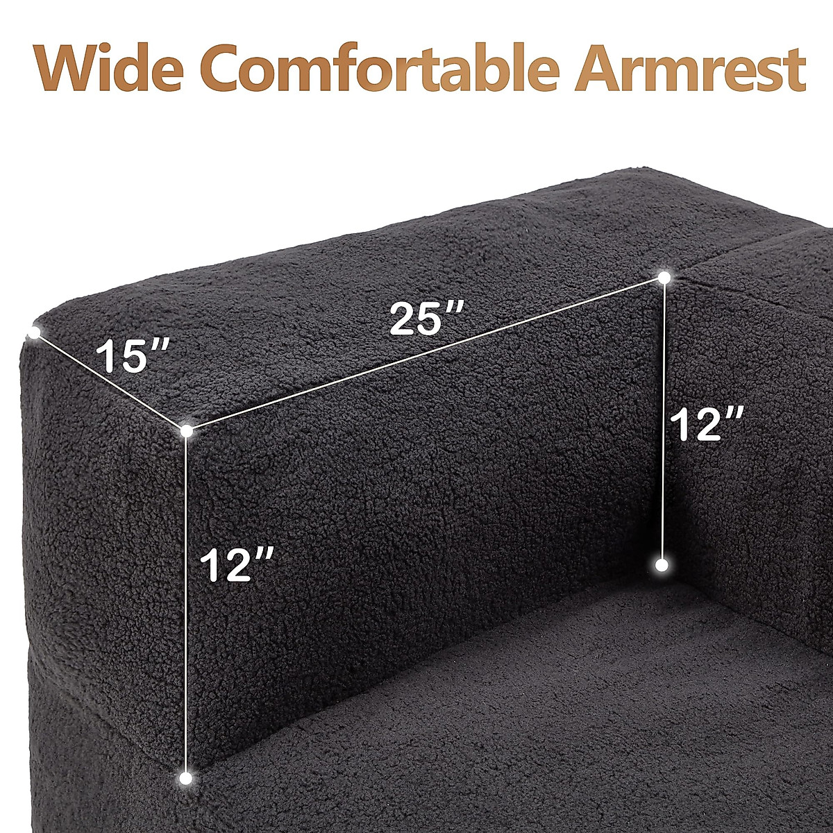 Homguava Giant Bean Bag Chair Sofa,Oversized Bean Bag Couch,Memory Foam Filled Floor Loveseat with Soft Sherpa Teddy cover and Wide Armrests for Adults in Living Room,Bedroom,Apartment (GREY)