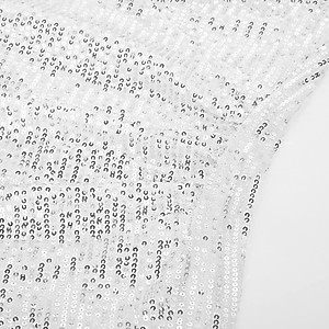 GRACE KARIN Women's Sequin Silver Top Sparkly 3/4 Sleeve Party Shirts Dressy Glitter Slim Fit Blouses 2XL