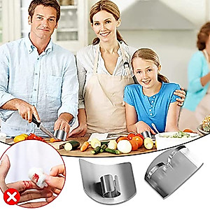 8 Pcs Finger Protector for Cutting Food,Stainless Steel Finetaur Finger Guard for Cutting Vegetables,Finger Shield for Dicing Slicing Chopping Thumb Finger Guard(Double)
