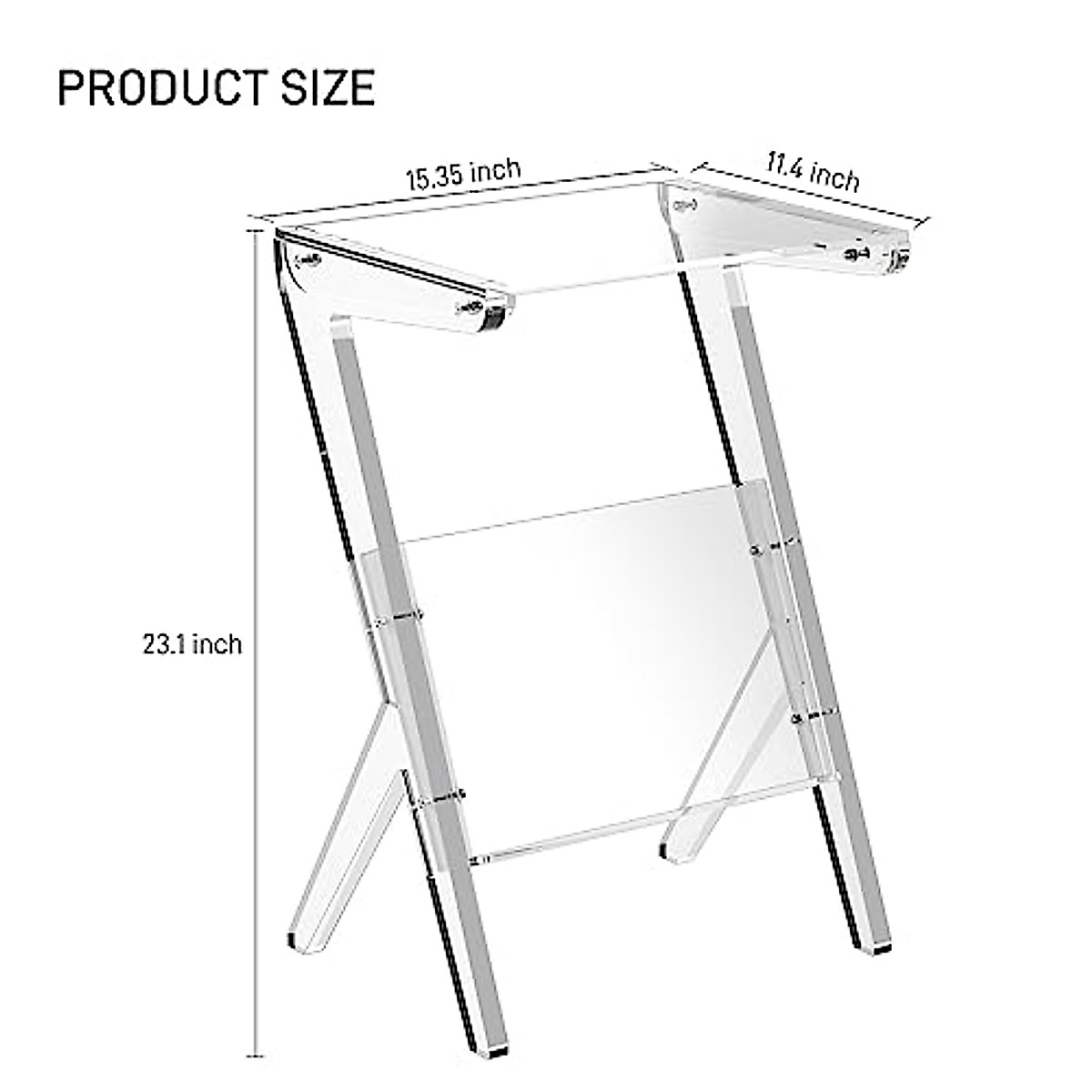 Eglaf Acrylic Side Table - Modern End Table with Magazine Holder - Clear Nightstand Bedside Table for Living Room, Bedroom, Small Space -11.4'' D x 15.4'' W x 23.1'' H, Z-Shaped