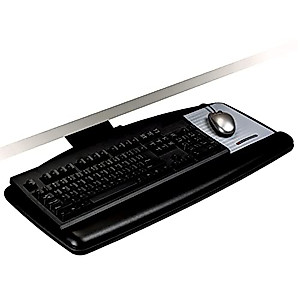 3M Keyboard Tray, Just Lift To Adjust Height And Tilt, Sturdy Tray Includes Gel Wrist Rest And Precise Mouse Pad, Swivels Side To Side And Stores Under Desk, 23" Track, Black (AKT90LE)