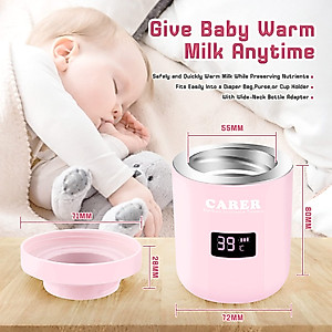 Bottle Warmer Portable Baby Milk Warmer with LCD Milk Fast Heater Breastmilk Warmer Rechargeable Baby Milk Instant Warmer for Night Feeding Travel Car Baby Brew Bottle Warmer Milk Heating Keeper