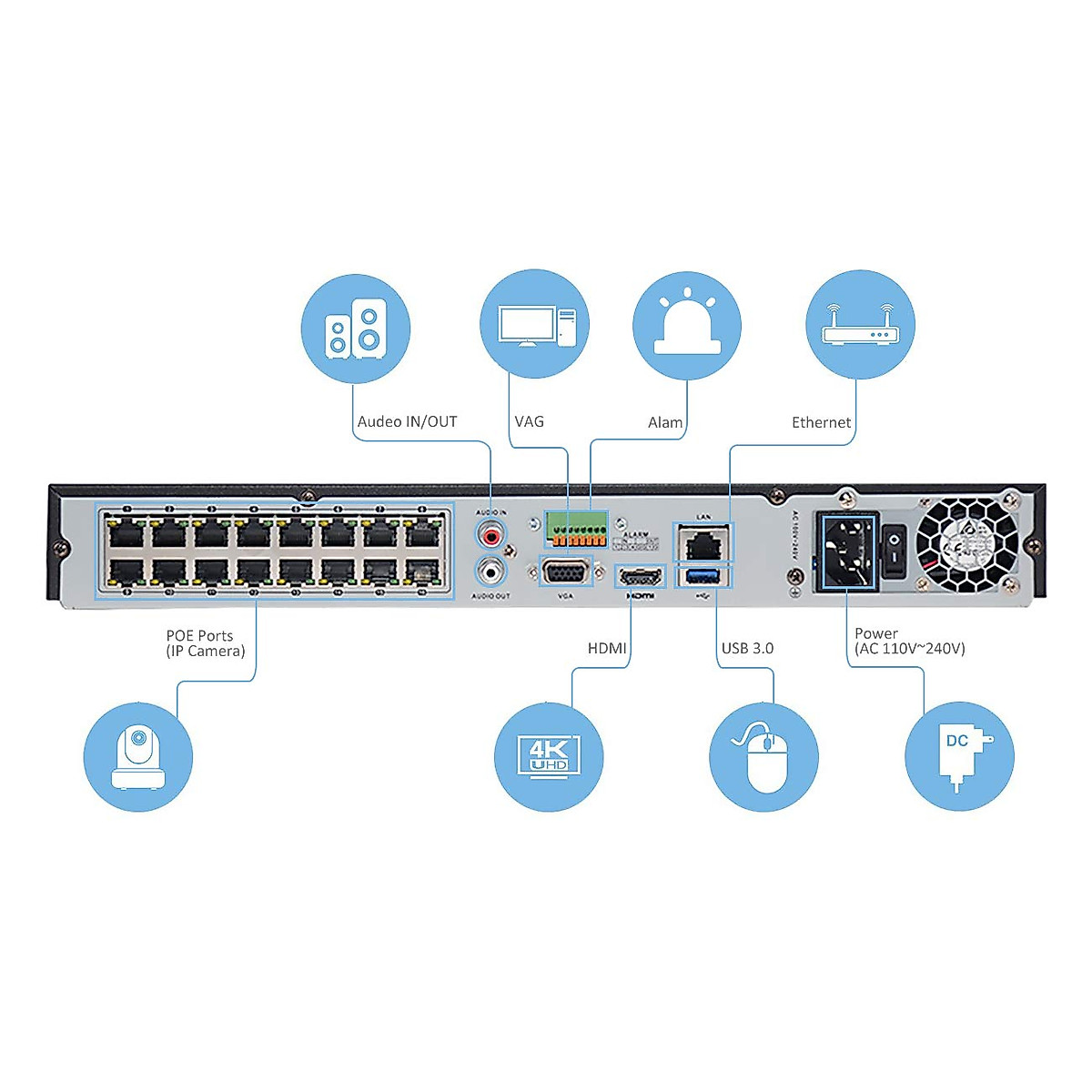 HIKVISION 16-Channel PoE 4K Network Video Recorder NVR, Embedded Plug & Play DS-7616NI-I2/16P（2021 New Version）