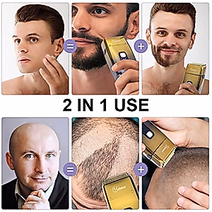 Hatteker Foil Head Shaver Triple Blades Shaver Electric Shaver Razor for Men Close Bald Head Barber Shaver Trimmer Waterproof Wet & Dry, Cordless, Gold