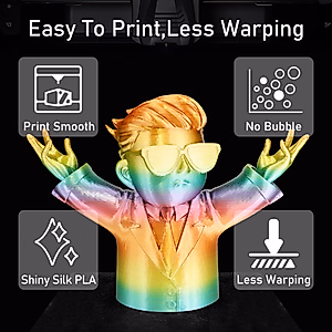 DO3D Silk Multicolored Rainbow PLA 3D Printer Filament, 1.75mm PLA Fast Color Change 3D Printing Material, 1kg Spool (2.2lbs),for FDM 3D Printers