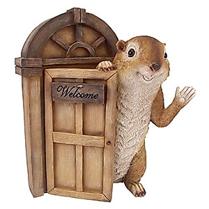 Design Toscano QM2673800 Garden Greetings Squirrel Welcome Tree House Door Sculpture,Full Color