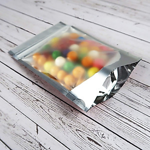 QQ Studio 100PCS Matte Translucent Front Colored Stand-Up Resealable QuickQlick™ Bags (8.5x13cm (3.3x5.1"), Translucent/Blue)