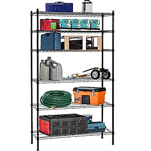 Dkeli Metal Wire Shelving Unit NSF Heavy Duty 6-Tier Height Adjustable Utility Steel Storage Shelves 42"L x 16"W x 72"H Commercial Grade Layer Shelf Organizer Rack 1500 LBS Capacity Garage Shelving