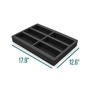 Polar Whale 2 Tea Bag Storage Deluxe Organizers Tray Drawer Bin Insert for Kitchen Home Office Condiments Packets Waterproof Washable Black Foam 6 Compartment 12.6 X 17.9 Inches