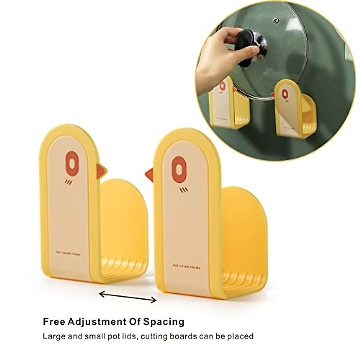 SLJianLu 6 Pcs Pot Lid Holders Wall Mount Pot Lid Organizers Self Adhesive Pan Cover Racks for Kitchen Wall Cabinet Door