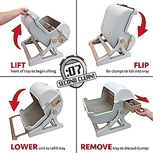 Le you pet semi-automatic quick cleaning cat litter box, Luxury cat toilet(white / milk brown)