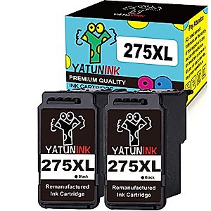 YATUNINK Remanufactured 275XL Ink Cartridge Replacement for Canon Ink Cartridges 275 and 276 XL PG-275 275XL 275 XL Black Ink Cartridge for Canon Pixma TS3520 TS3522 TS3500 TR4720 Printer Ink(2 Black)