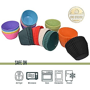 Silicone Cupcake Molds - Nonstick, Reusable Cupcake Liners, Bpa Free, Nature Colors Cupcake Mold, Great For Baking Muffins, Egg Cups And More - Set Of Silicone Cupcake Baking Cups 24