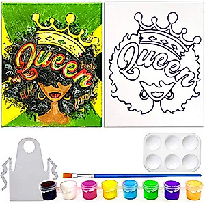 Indigo Art Studio Pre Drawn Canvas Paint Kit for Adults Couples | 2 PACK Bundle | King Queen Love Sneakers | DIY Birthday Gift & Sip and Paint With Twist Party Favor (8x10 Inches)