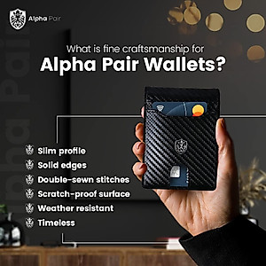 ALPHA PAIR RFID Wallet for Men - Slim Wallet for Men - Men’s Wallet with 10 Credit Card Holders and 1 ID Window - Men's Wallet with RFID Blocking Technology - Bifold Leather Wallet- Black