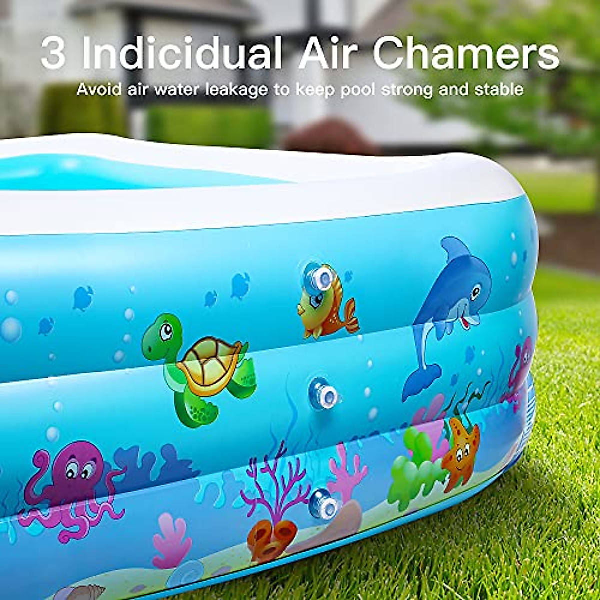 Inflatable Swimming Pool, 103" X 69" X 24" Large Family Pool, Blow up Pool Above Ground for Kids, Toddlers, Adults, Outdoor, Garden, Backyard, Summer Water Party
