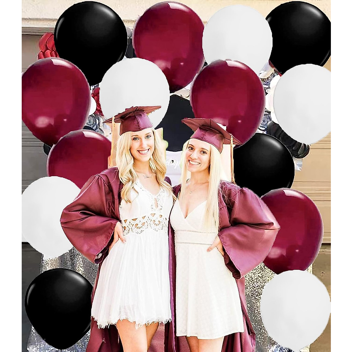 Graduation Decorations Maroon Black 2024/Burgundy Black Graduation Party Decorations 30Pcs Burgundy White Black Balloons/Maroon Party Decorations Birthday Wedding/Maroon Graduation Party