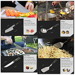 SEFAX BBQ Grill Accessories Tools Set, 10PCS Stainless Steel Grilling Kit for Travel, Picnics, RVs, Camping, BBQs, Parties Grilling Accessories