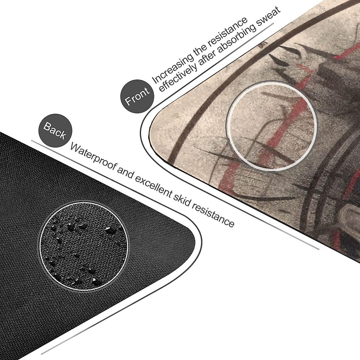 GOODOLD Satanic Circle Yoga Mat, 71 x 26 Inch Non-slip Yoga Mats Folding Travel Exercise Mat Indoor Outdoor Gym Pilates with Storage Bag for Women Men