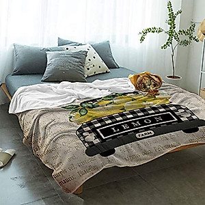 Heart Pain Soft Flannel Fleece Blanket Farm Lemon Harvest Truck Breathable Throw Blanket Vintage Newspaper Cozy Blanket for Couch Sofa Bed Living Room Suitable for All Season - 40x50 inch