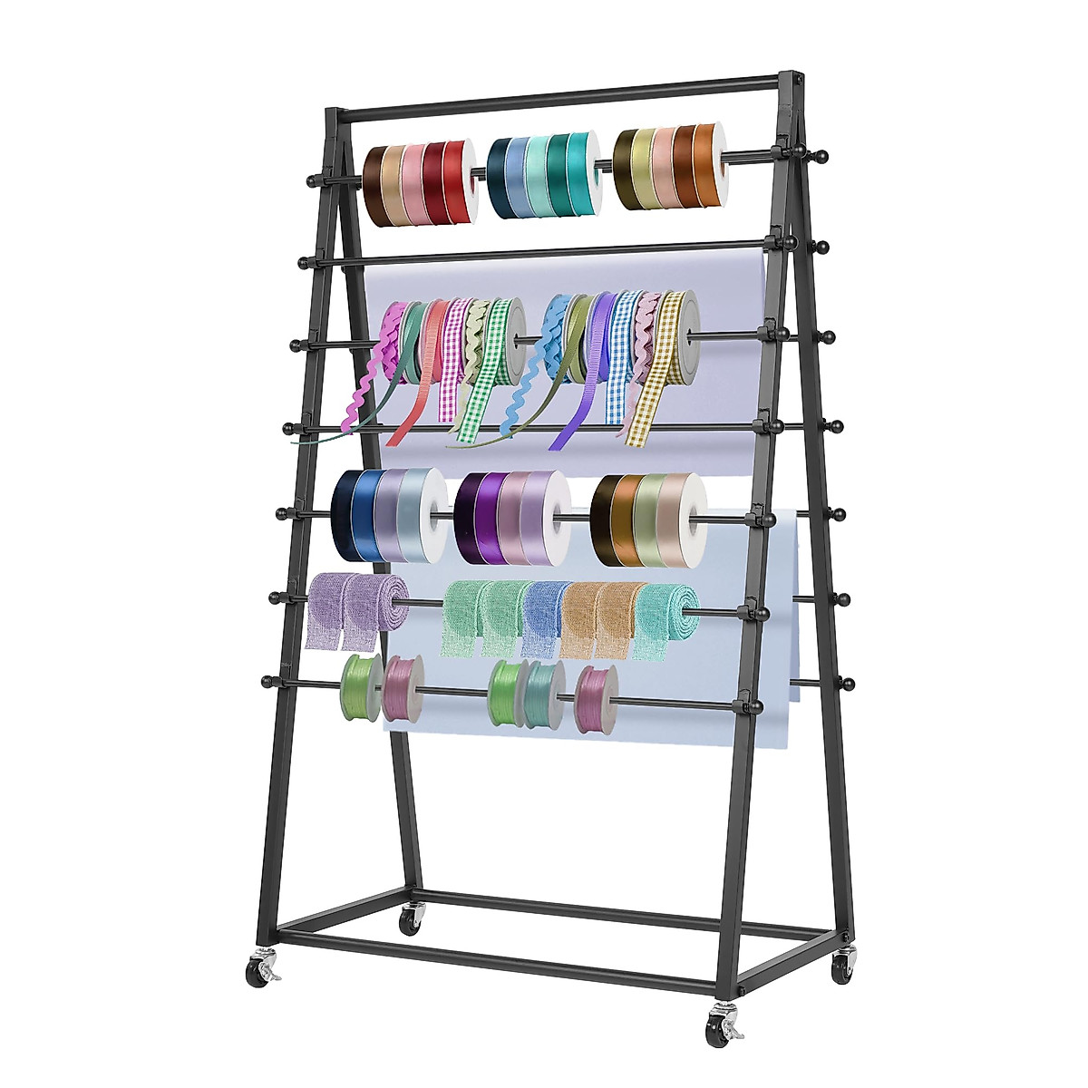 ikare Ribbon Organizer,Ribbon Holder,15 Tier Ribbon Holder Organizer Rack,Double-Sided Gift Wrapping Craft Ribbon Storage Shelf for Craft Room Cake Shop Flower Store