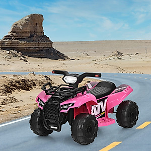 HONEY JOY Kids ATV, 4 Wheeler Battery Powered Toddler Quad with Storage Box, Horn, Music, LED Headlights, 6V Ride On ATV Toy, Gift for Boys Girls(Pink)