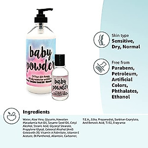 The Lotion Company 24 Hour Skin Therapy Lotion, Baby Powder Fragrance, Full Body Moisturizer, w/ Aloe Vera, Paraben Free, Made in USA, 16 oz bottle + 2 oz travel size