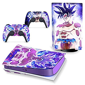 Toxxos PS5 Skin Disc Edition Anime Console and Controller Vinyl Cover Skins Wraps for Playstation 5 Disc Version CD-ROM Version Purple