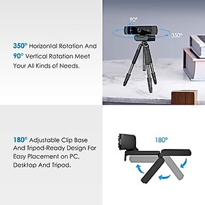 VIOFO 1080P Webcam with Microphone, Privacy Cover, Rotatable Clip, Computer HD Streaming Web Camera, USB Web Cam for Laptop Desktop PC Live Streaming Video Calling Recording Gaming Conferencing
