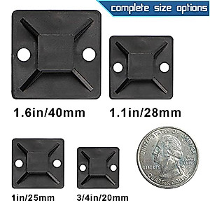 Zip Tie Mount 3/4" Black Small Wire Tie Adhesive Mounting,100 Pcs for Wire Clips Cable Management Cable Tie Anchors,Durability Pro-grade UV Wire Holder organizer
