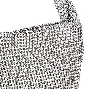 The Drop Women's Anusha Rhinestone Twisted Handle Shoulder Bag, Silver, One Size
