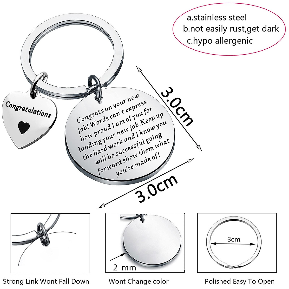 TGBJE New Job Gift Congratulations On Your New Job Keychain Gift Congratulation Gift Coworker Leaving Gift First Job Gift (Congrats new job)