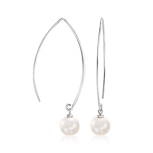 Ross-Simons 8-8.5mm Cultured Pearl Threader Drop Earrings