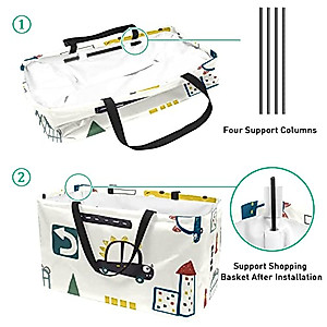 Dinosaur Full Print Large Capacity Laundry Organizer Tote Bag - Reusable and Foldable Oxford Cloth Shopping Bags