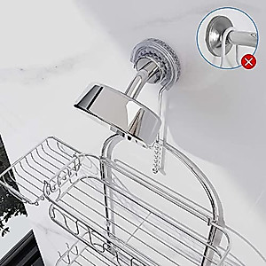 Neahom Hanging Shower Caddy Over Shower Head for Bathroom Silver, Stainless Steel Soap Holder & Razor Holder & Hooks, Hanging Shower Shelf Organizer, Storage Rack, Rustproof, Anti-Swing