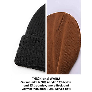 Moss Rose Beanie Hat for Men Women Cuffed Chunky Plain Skull Hats Unisex Winter Warm Knit Cap Womens Soft Beanies Black
