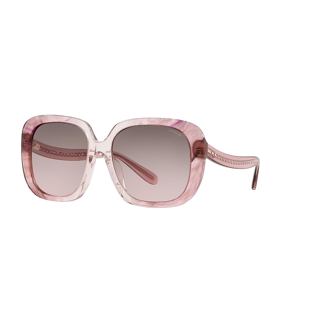Coach HC8323U Universal Fit Sunglasses, Transparent Pink Ombre/Brown Pink Gradient, 56 mm
