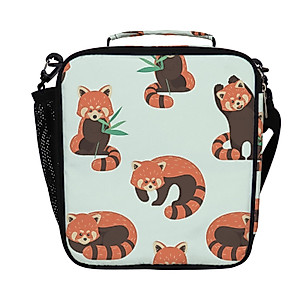 My Daily Red Panda Insulated Lunch Bag, Cute Cartoon Portable Lunch Box for Women Adults Reusable Cooler Tote with Shoulder Strap for Office
