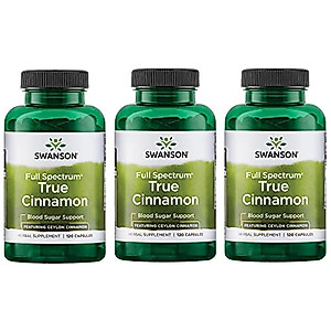 Swanson Full Spectrum True Cinnamon - Herbal Supplement - (120 Capsules, 300mg Each) 3 Pack